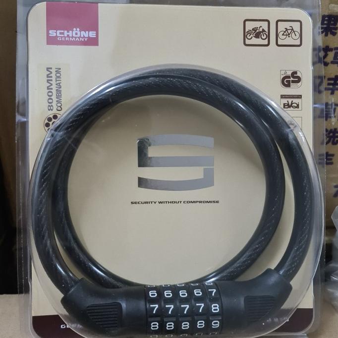 Jual Gembok Motor Pagar Wire Lock Rantai Sepeda Kombinasi Schone 800Mm ...