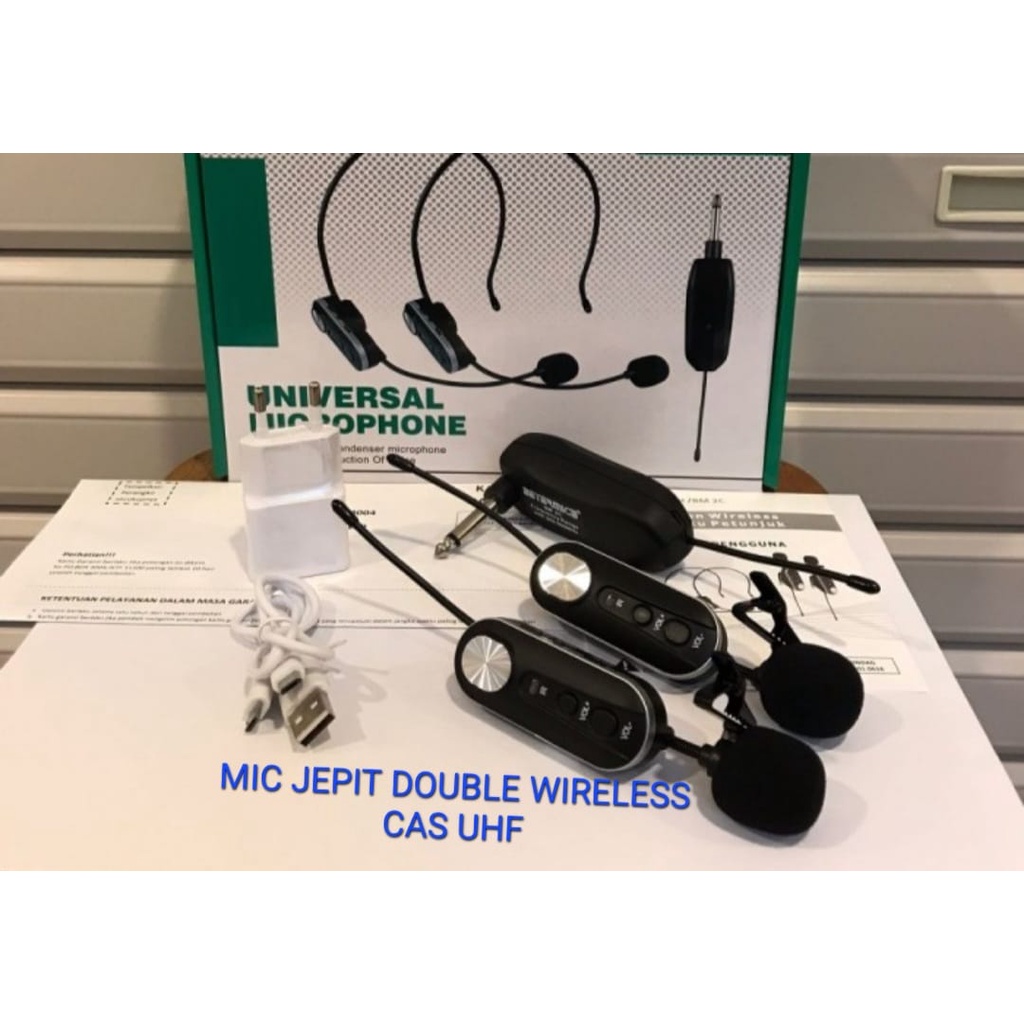 Jual G594 BEYERMIC MIC JEPIT KERAH BAJU WIRELESS UHF DOUBLE CLIP ON ...