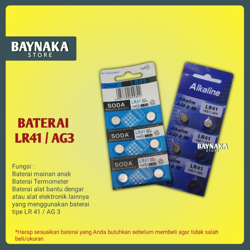 Jual BATERAI AG3 LR41 ALKALINE Batu Batre kancing AG3 Button Cell Baterai Jam / Baterai ...