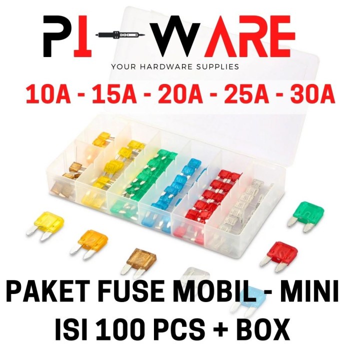 Jual Sekring Fuse Mini Blade Mobil Motor 100Pcs 5 Ukuran Plus Box ...