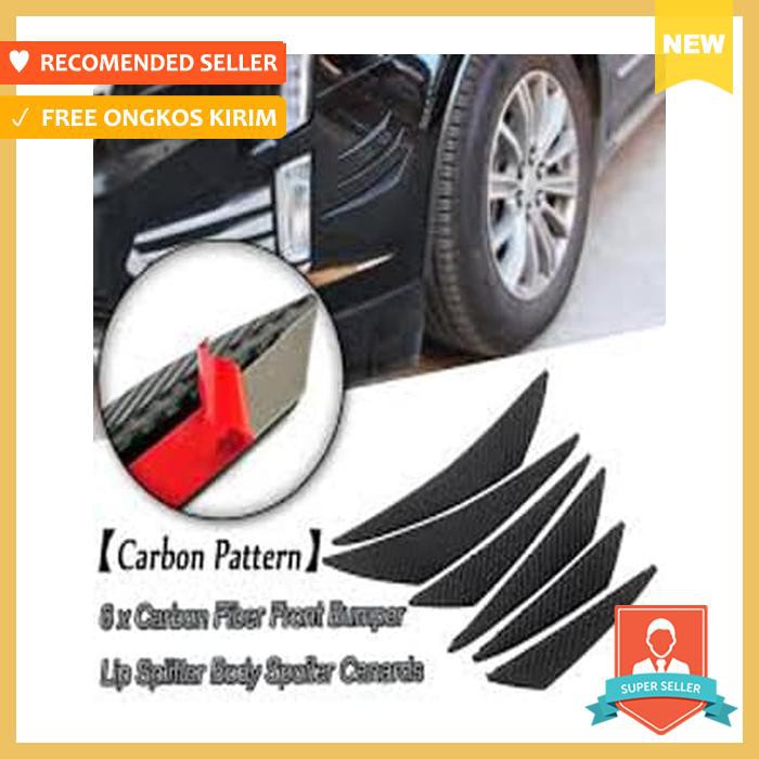 Jual Carbon Fiber Car Front Bumper Fin Splitter Spoiler Canard Valence ...