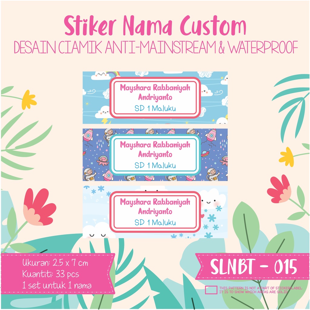 Jual stiker label nama anak kartun waterproof rainbow animal SLNBT 015 ...