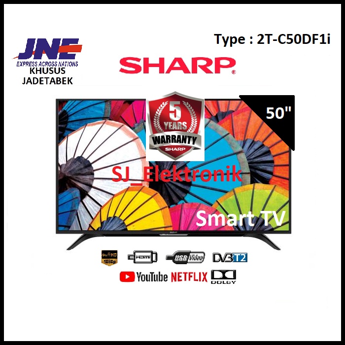 Jual LED TV Sharp 50 Inch 2T-C50DF1i / 50DF1 SmartTV FullHD - 50DF1i | Shopee Indonesia