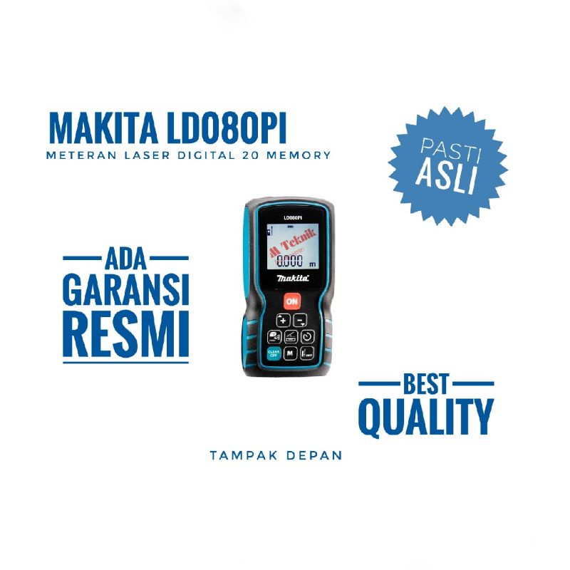 Jual Meteran laser digital Makita LD080PI ukur volume luas dimensi 80 ...