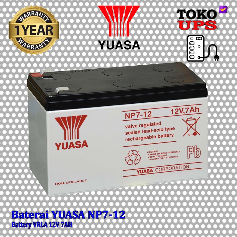 Jual Battery aki kering Baterai UPS 12v 7Ah YUASA NP7-12 | Shopee Indonesia