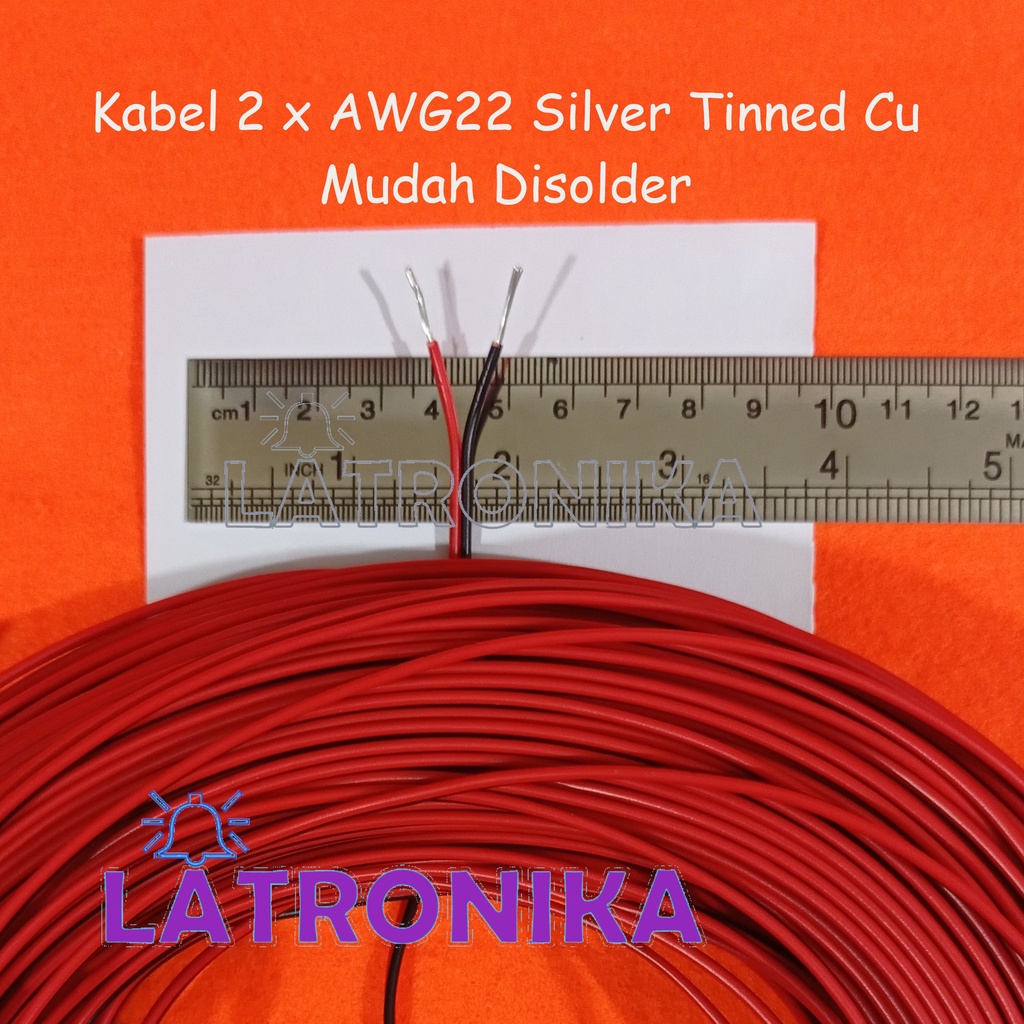 Jual Kabel 2 x AWG22 Silver Tinned Cu Tembaga Mudah Disolder Per Meter 22AWG x 2 Cable AWG 22 ...