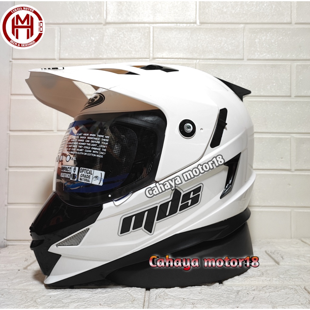 Jual HELM MDS SUPER PRO SOLID WHITE|PUTIH FULL FACE KROS | Shopee Indonesia