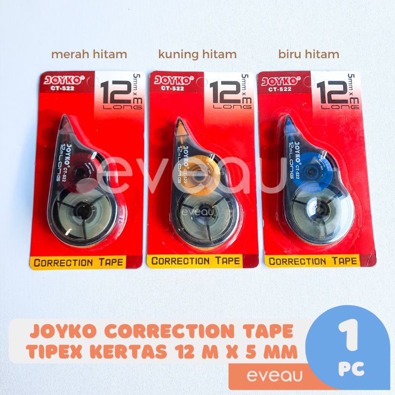 Jual Correction Tape Pita Koreksi Tipex Kertas Joyko CT-522 12m x 5mm ...