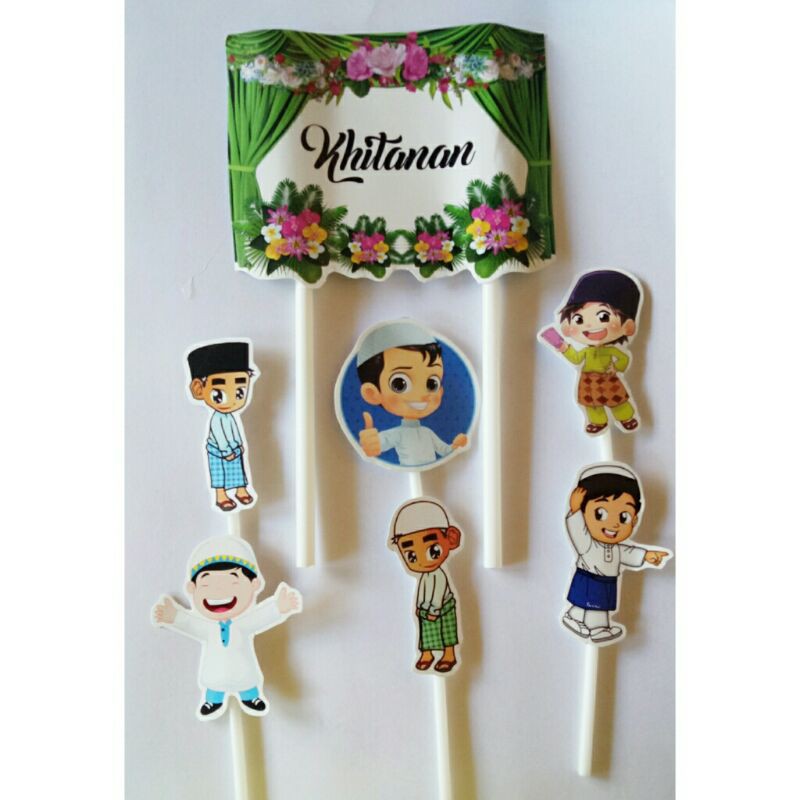 Jual satu set topper toper cake hiasan kue tema khitanan sunatan ...
