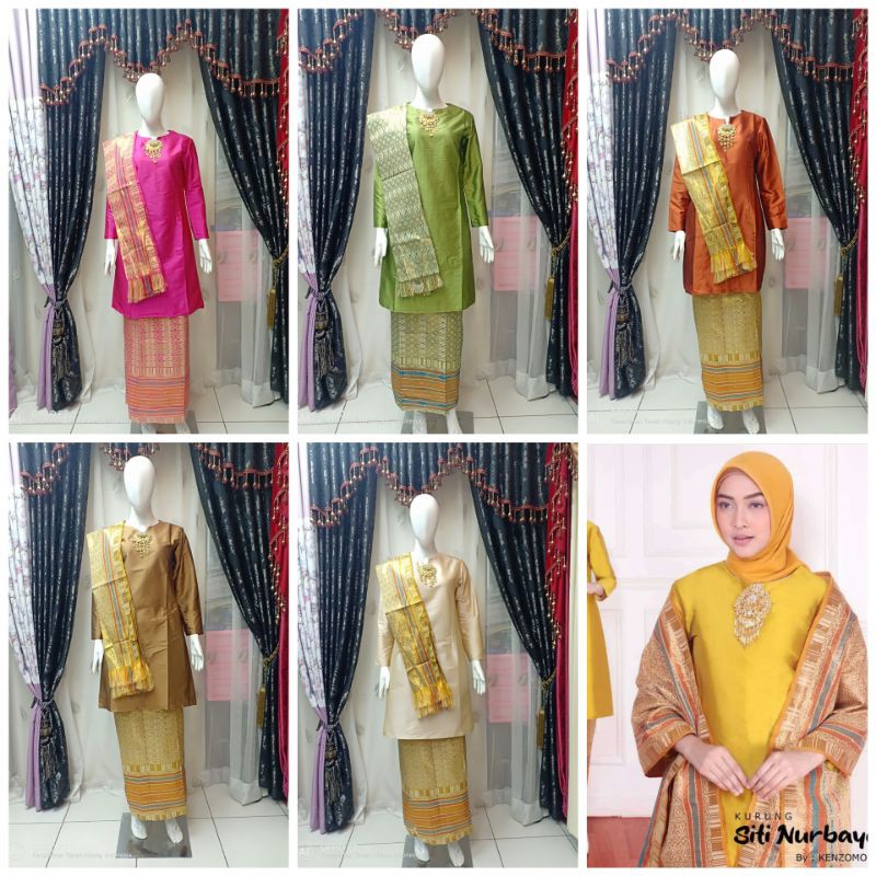 Jual SET BAJU KURUNG ROK SONGKET DAN SELENDANG / BAJU KURUNG MELAYU KAIN SONGKET | Shopee Indonesia