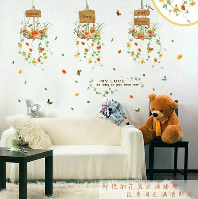 Jual RELIZA WALL STICKER POT GANTUNG TANAMAN BUNGA HANGING XL7106 ...