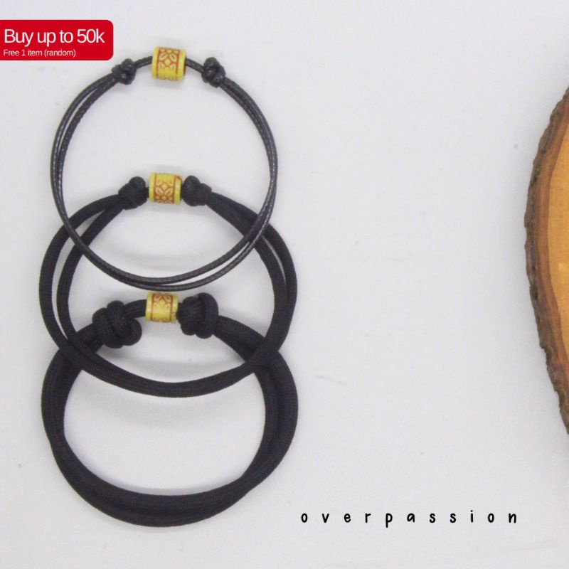 Jual gelang couple pria/wanita hitam polos simple 3mm,2mm,1,5mm ,wood ...