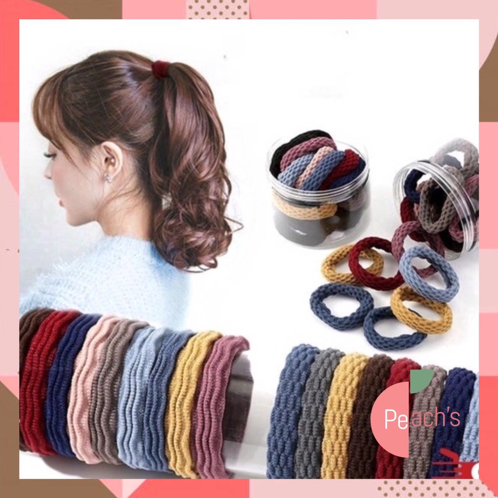 Jual PEACH (20 PCS) Ikat Rambut Elastis Fashion Women Hair Tie Rubber ...