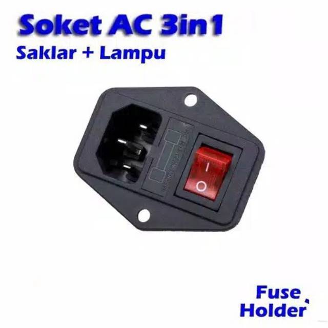 Jual Socket AC 3in1 + Saklar + Fuse Holder Power Outlet Socket BA-88-3in1 | Shopee Indonesia
