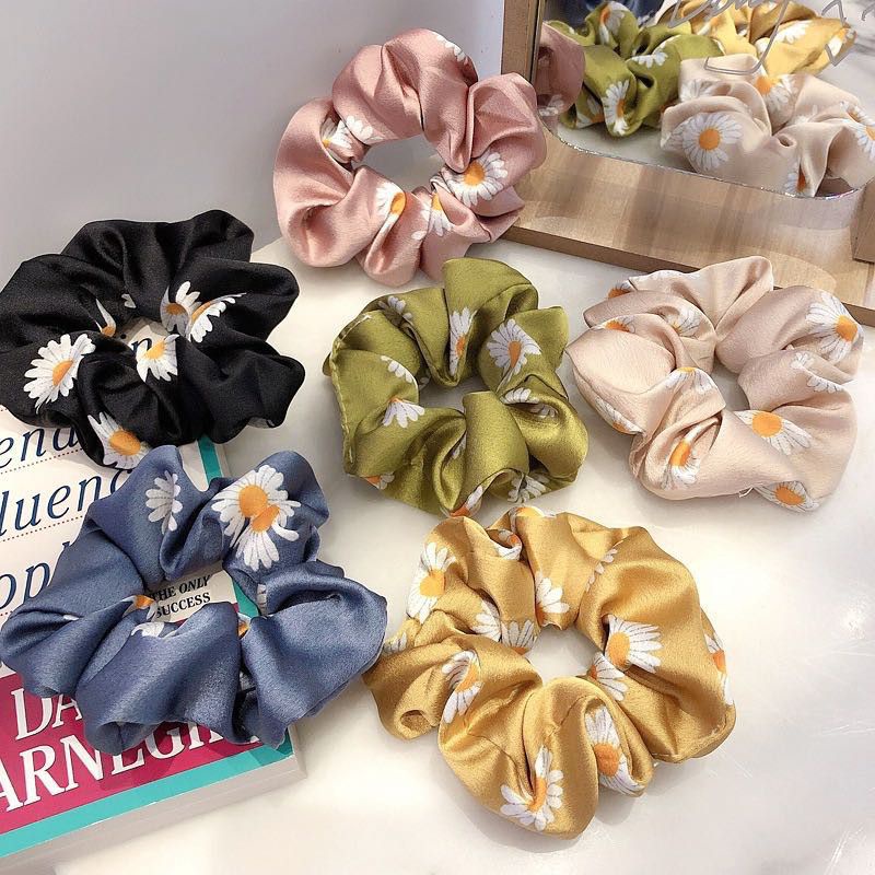 Jual IKAT RAMBUT PONYTAIL MODEL BUNGA DAISY BAHAN SATIN KARET ELASTIS ...