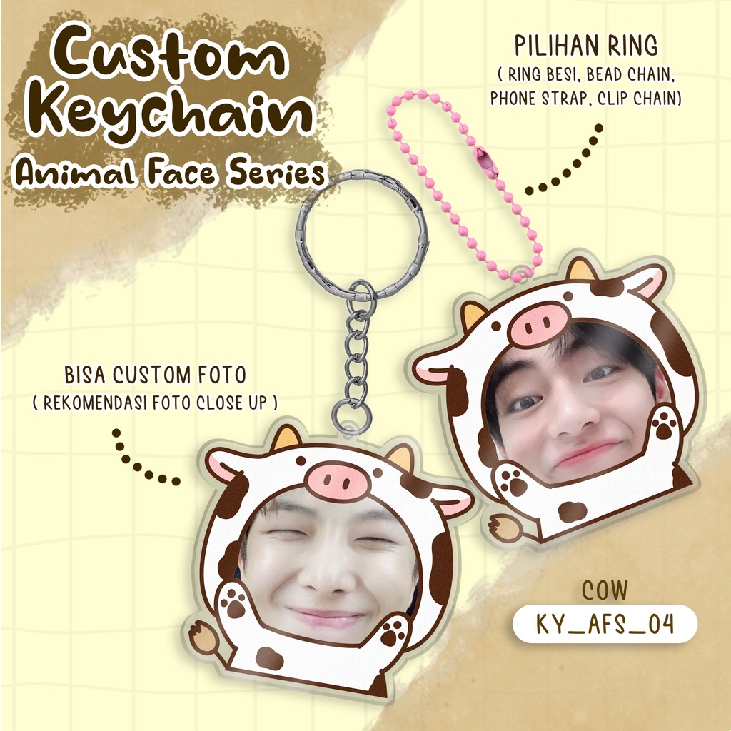 Jual Ganci Custom Desain Cute Animal Face Bisa Ganti Foto / Gantungan ...