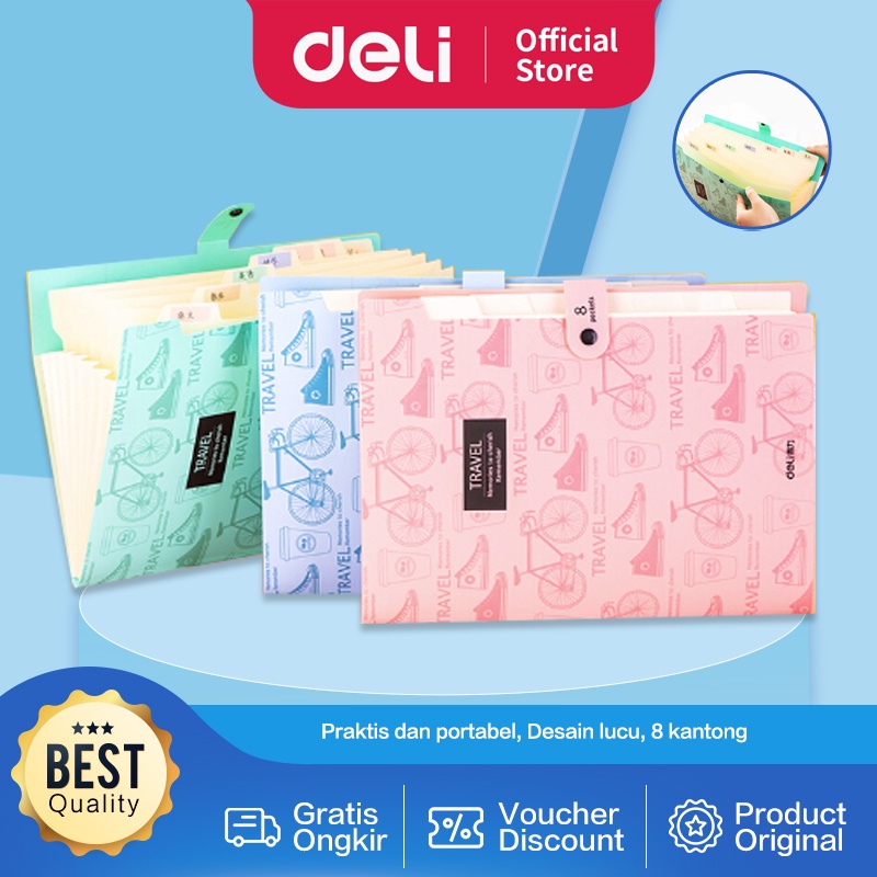 Jual Deli Expanding File / Map Folder Dokumen A4 8 Pocket Lucu Dengan Tab Index 5737 | Shopee ...