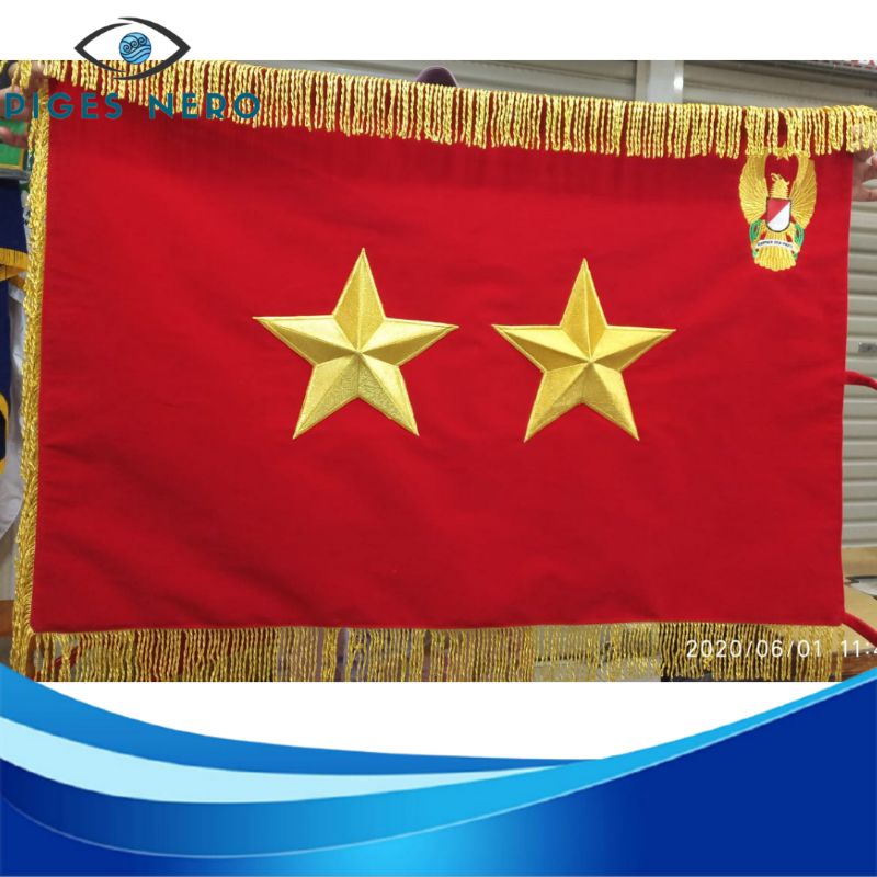 Jual Bendera Ruangan Pataka Rapati Bintang 2 Logo TNI AD Bordir ...