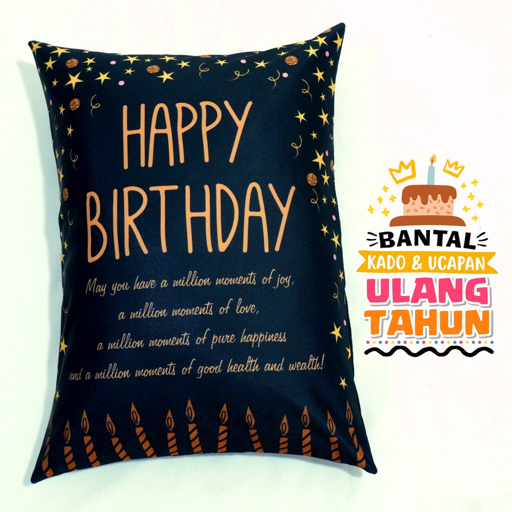 Jual Kado Hadiah Ulang Tahun Bantal Ucapan Tema Lilin dan Bintang ...