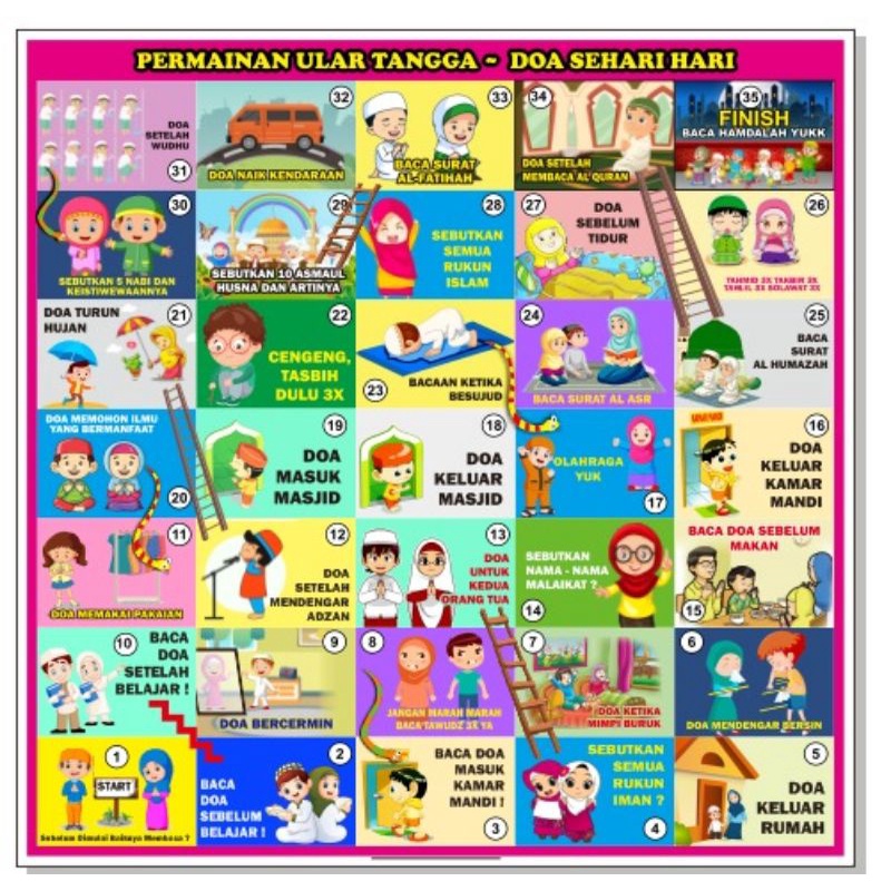 Jual 1,5x1 meter playmat ular Tangga doa sehari-hari playgame playboard ...