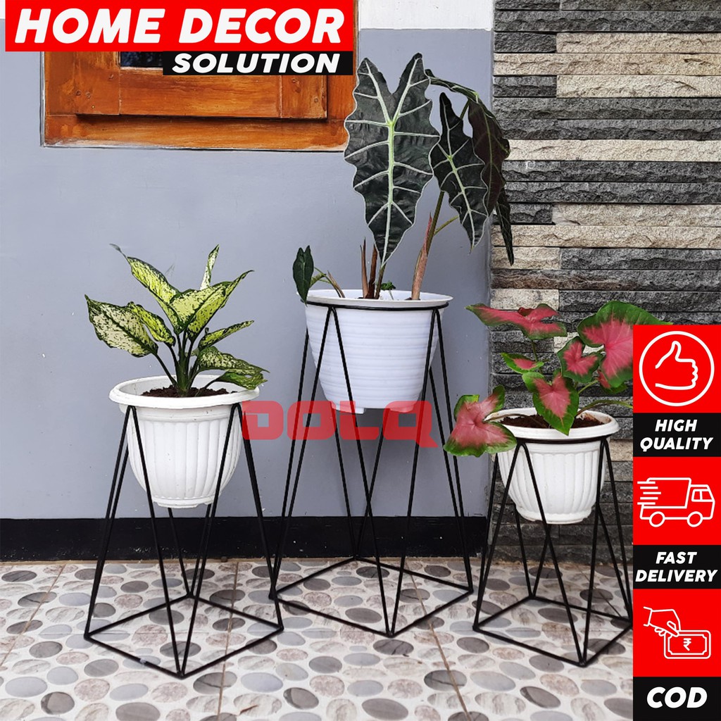 Jual 3 Standing Pot Besi Standing Plant Pot Bunga Minimalis Dekorasi ...