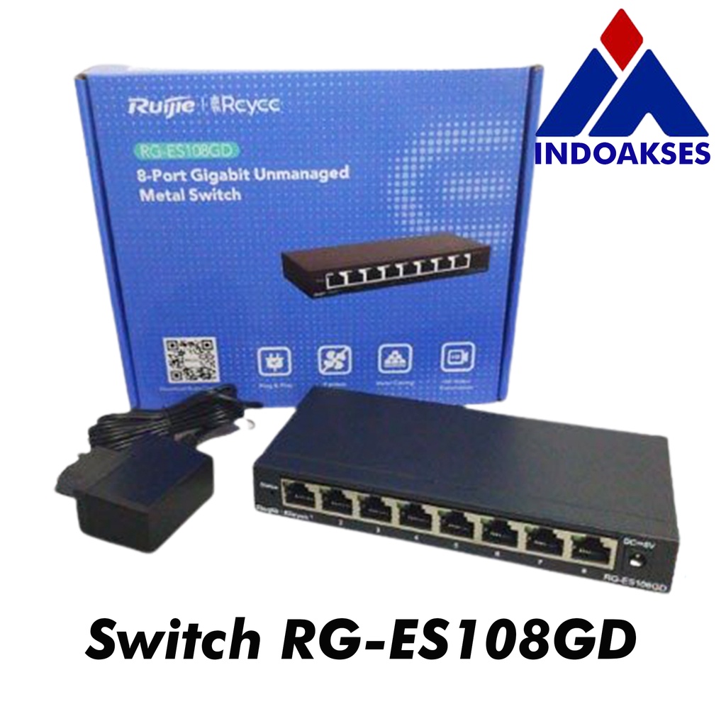 Jual Ruijie Reyee Switch Hub RG-ES108GD GIGABIT 1000Mbps Series Metal Case | Shopee Indonesia