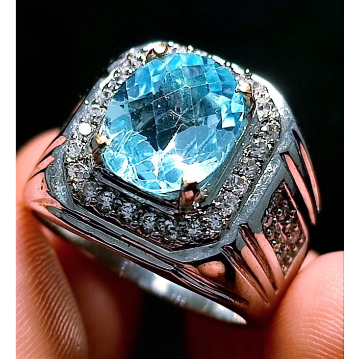 Jual (BISA BAYAR COD) CINCIN BATU BLUE TOPAZ LONDON TOP LUSTER NATURAL ...