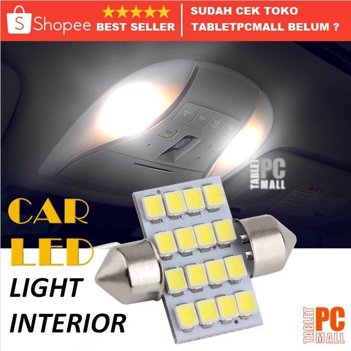 Jual Lampu LED Interior Kabin Plafon Mobil Putih Terang 31mm Festoon 16 ...