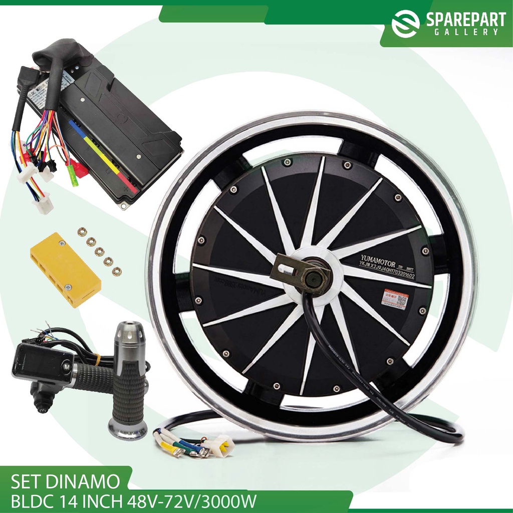 Jual Paket Hub Dinamo BLDC Motor Listrik 48-72v 3000w ring 14" (14inch) | Shopee Indonesia