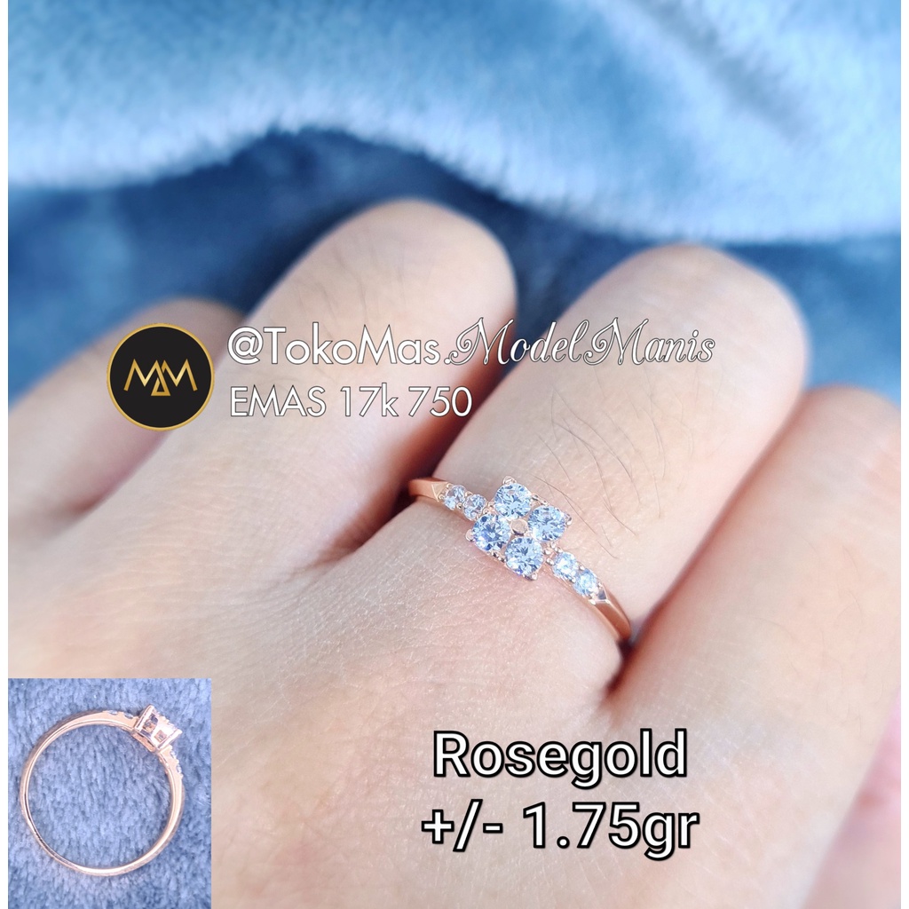 Jual Cincin Mini Cube Emas rosegold 750 kadar 17k | Shopee Indonesia