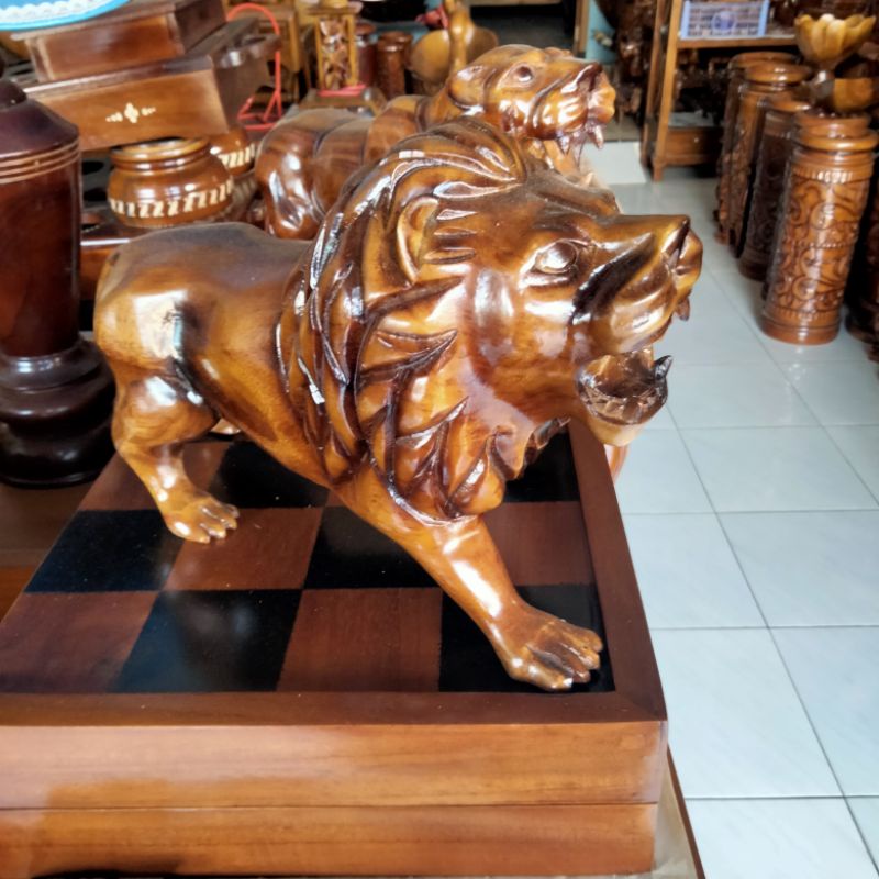 Jual PATUNG SINGA KAYU JATI PATUNG KAYU PATUNG UKIR KAYU PATUNG JATI ...
