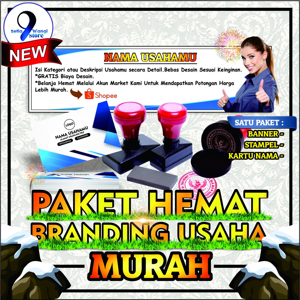 Jual Paket Murah Cetak Spanduk Stempel Kartu Nama Terbaik | Shopee ...