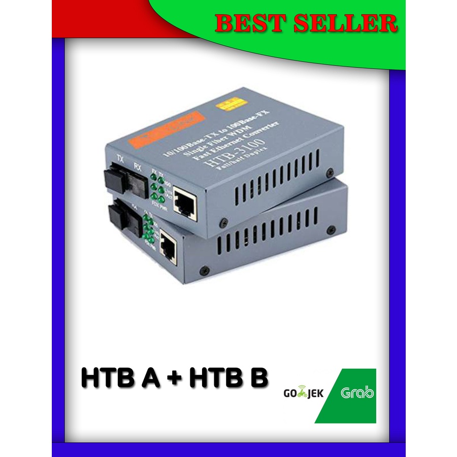 Jual NETLINK HTB Converter FIber Optic Sepasang A + B Media Conerter ...