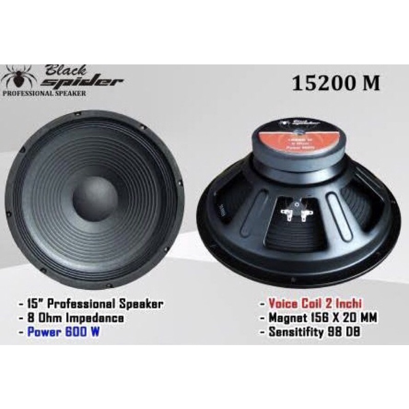 Jual Speker Black Spider 15 inch 600 Watt 15200M Fullrange | Shopee ...