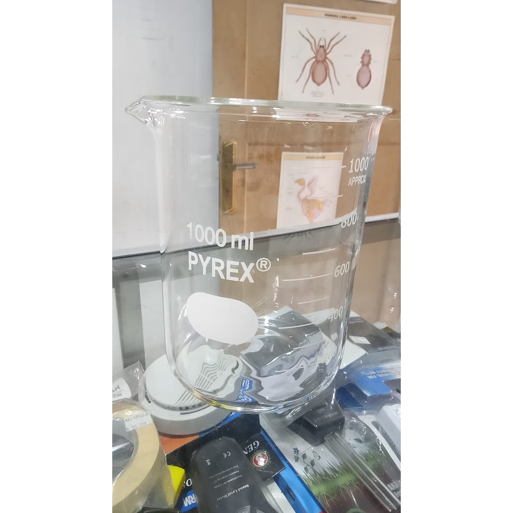 Jual Beaker Glass pyrex | Beaker Low Form | gelas kimia pyrex 1000ml | Shopee Indonesia