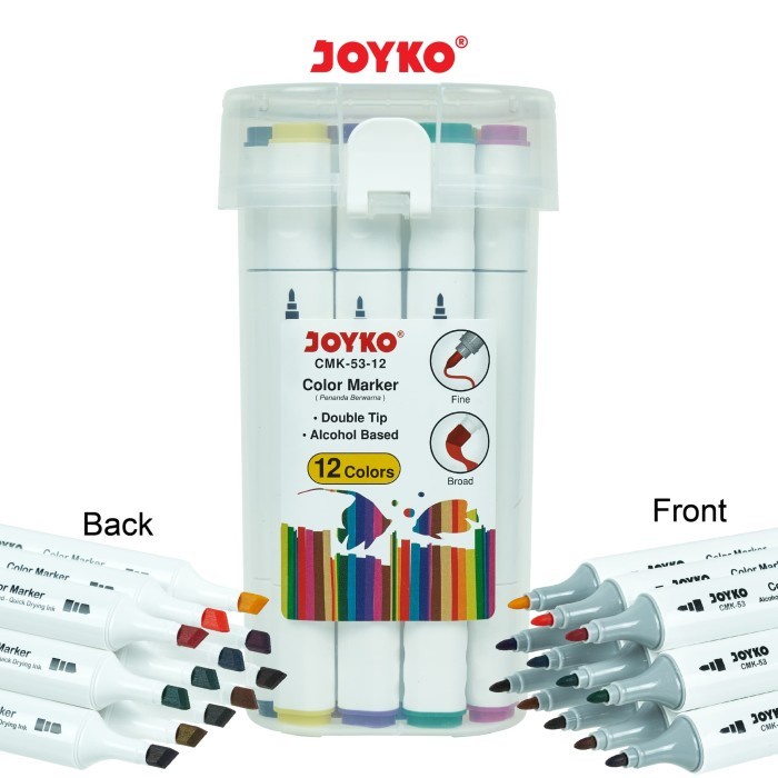 Jual Joyko Color Marker / Spidol Penanda Dual Tip 12 Warna CMK-53-12 ...