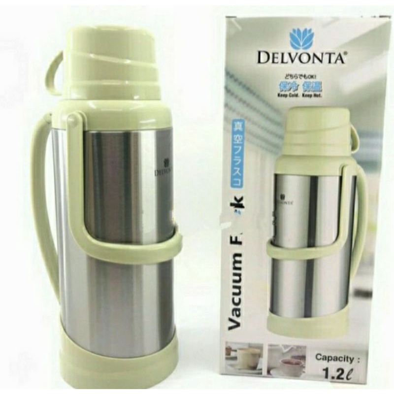 Jual termos air panas stainless VACUM FLASK DELVONTA , termos tuang 1,2 ...