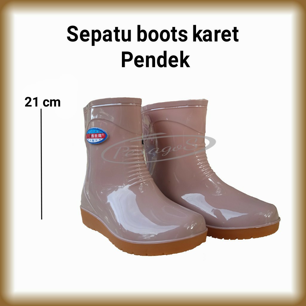 Jual AP BOOTS WANITA PENDEK SEPATU HUJAN ANTI AIR SEPATU BOAT KARET ...