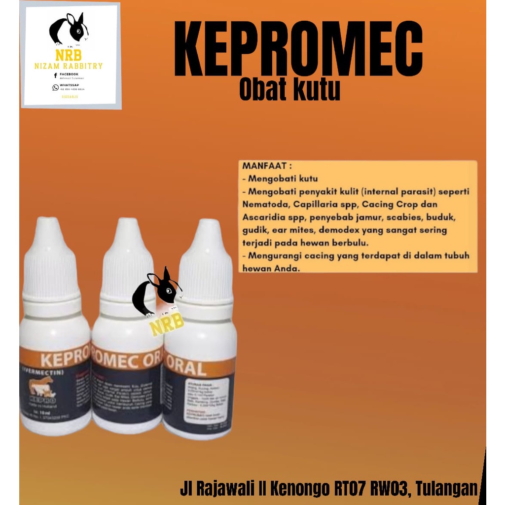 Jual KEPROMEC ORAL 10 ML - Obat Gudik Jamur Scabies Kutu Kucing Kelinci ...