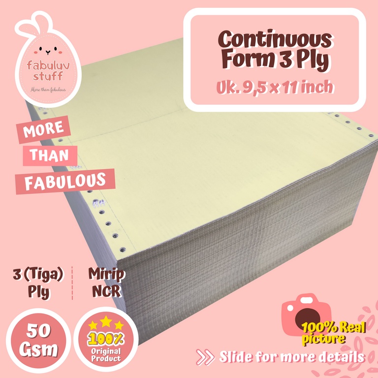 Jual Kertas Continuous Form 3 ply dan 3 ply PRS 50 Gsm 9,5 x 11 inch ...