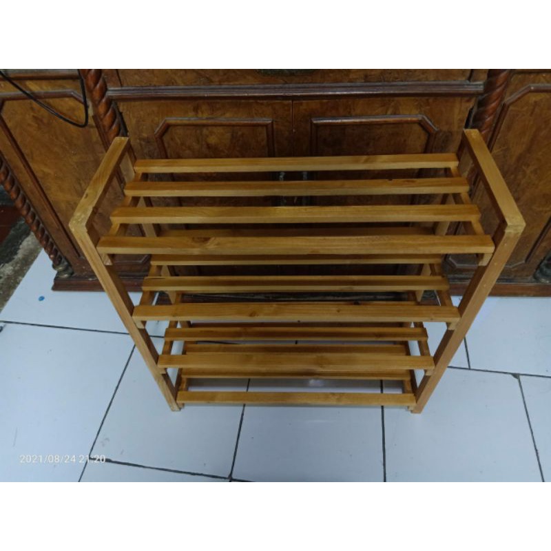 Jual rak sendal dan sepatu kayu jati belanda bongkar pasang | Shopee ...