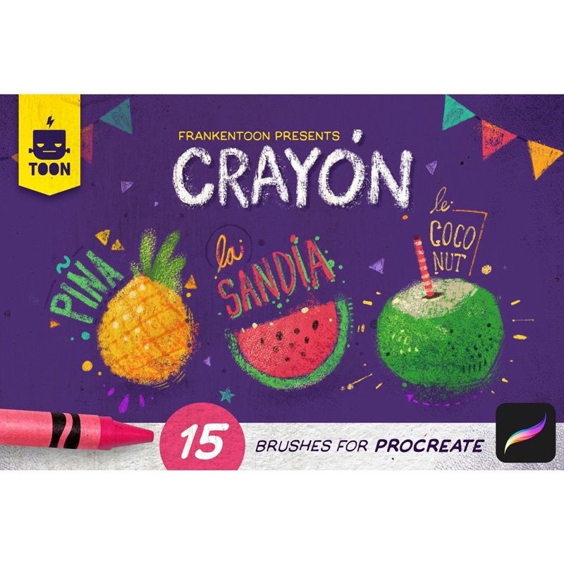 Jual Procreate Brush - 15 Crayons Brushes for Procreate with Color ...