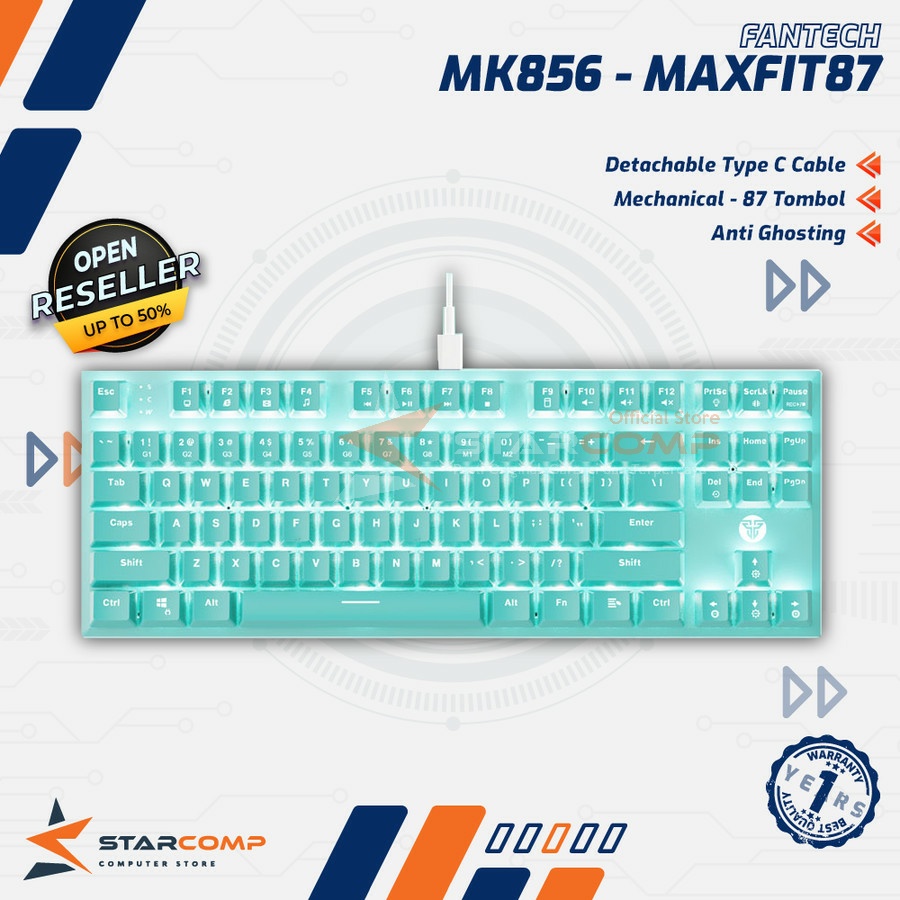 Jual Keyboard Fantech MAXFIT87 MK856 MINT EDITION Mechanical Keyboard ...