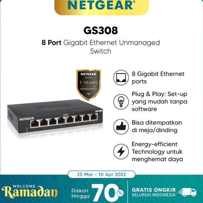 Jual NETGEAR GS308 ( 8 Port Gigabit Ethernet Switch ) | Shopee Indonesia