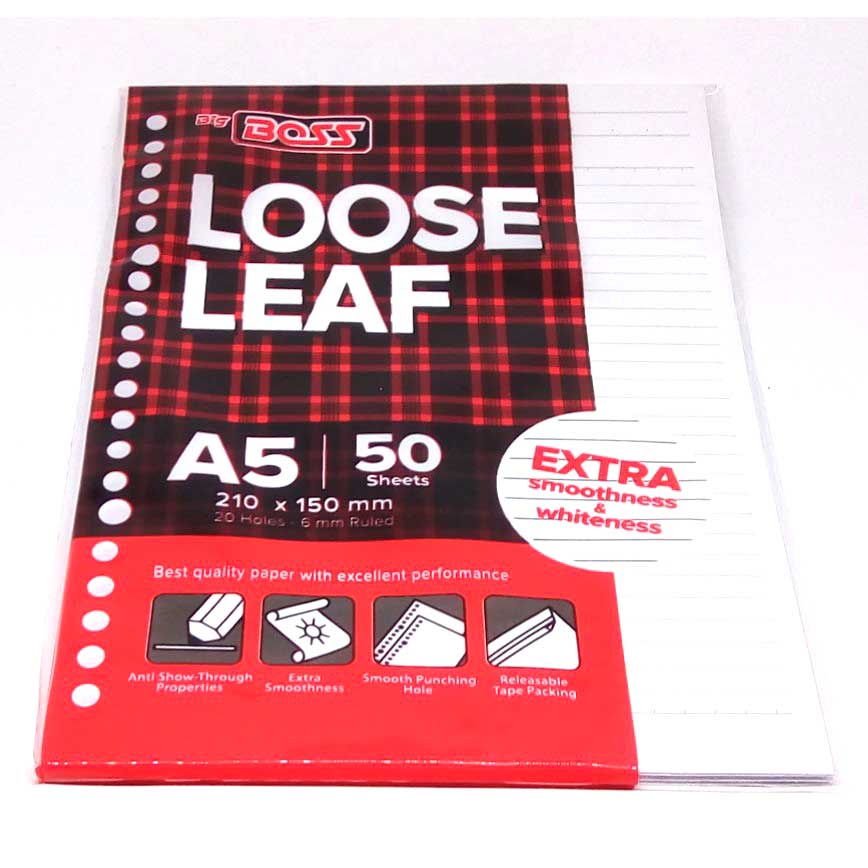 Jual Loose Leaf Big Boss A5 50 lembar 20 Holes Bergaris | Shopee Indonesia