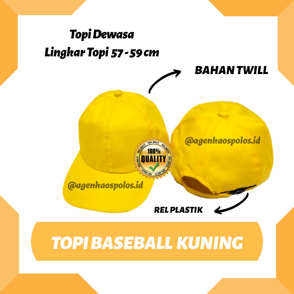 Jual TOPI BASEBALL POLOS TWILL WARNA KUNING - TOPI DEWASA / TOPI ...