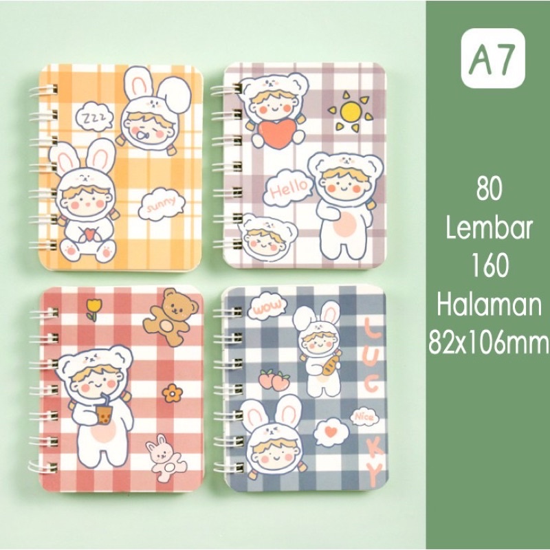Jual notebook notes notepad ring grid kotak motif girl cute girly warna ...