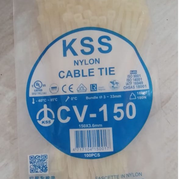 Jual Kabel ties KSS CV-150 putih 100bh (CV150 Cable tie CV 150 tis 15cm ...