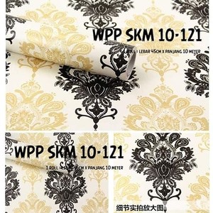 Jual V003LS Wallpaper Sticker ku Vintage Gold hitam - wallpaper dinding ...