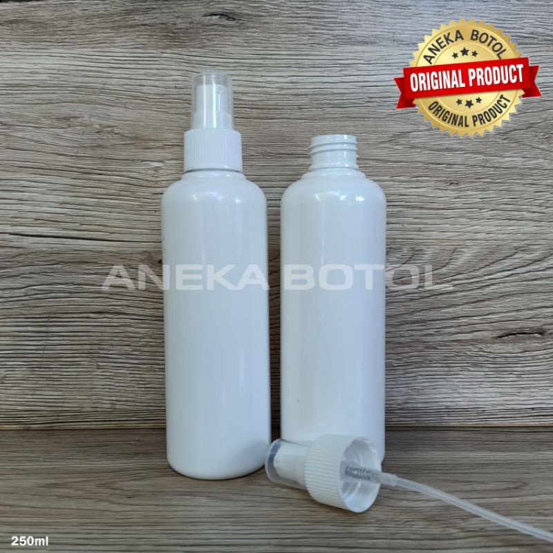 Jual BOTOL PET 250 ML PUTIH TUTUP SPRAY PUMP PUTIH / BOTOL KOSONG MURAH ORIGINAL | Shopee Indonesia